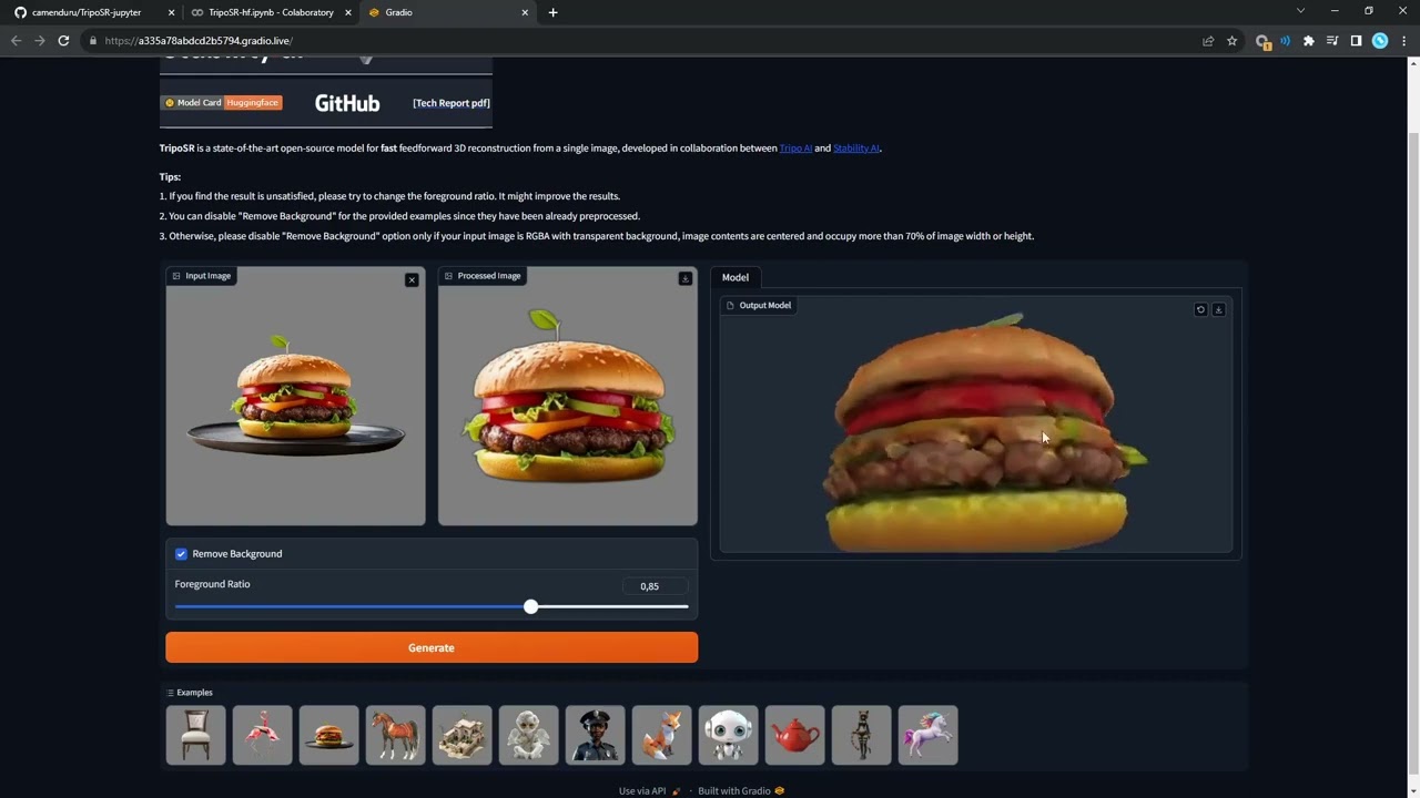 🏎 TripoSR: Fast 3D Object Reconstruction from a Single Image 🔥 Jupyter Notebook 🥳