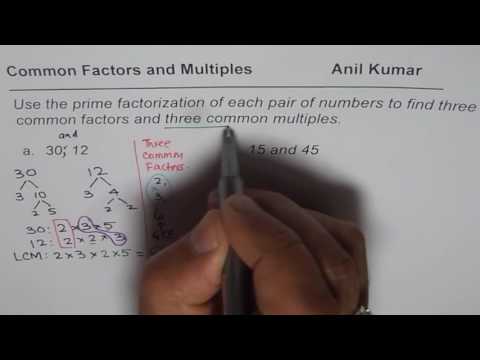 Three Common Factors and Multiples by Prime Factorization