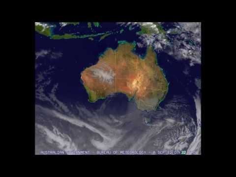 Time lapse cloud & surface composite satellite images, Australia (1080p).