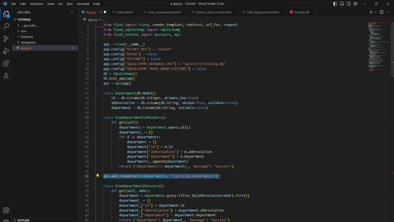 Flask sqlalchemy and Flask Restful Tutorial