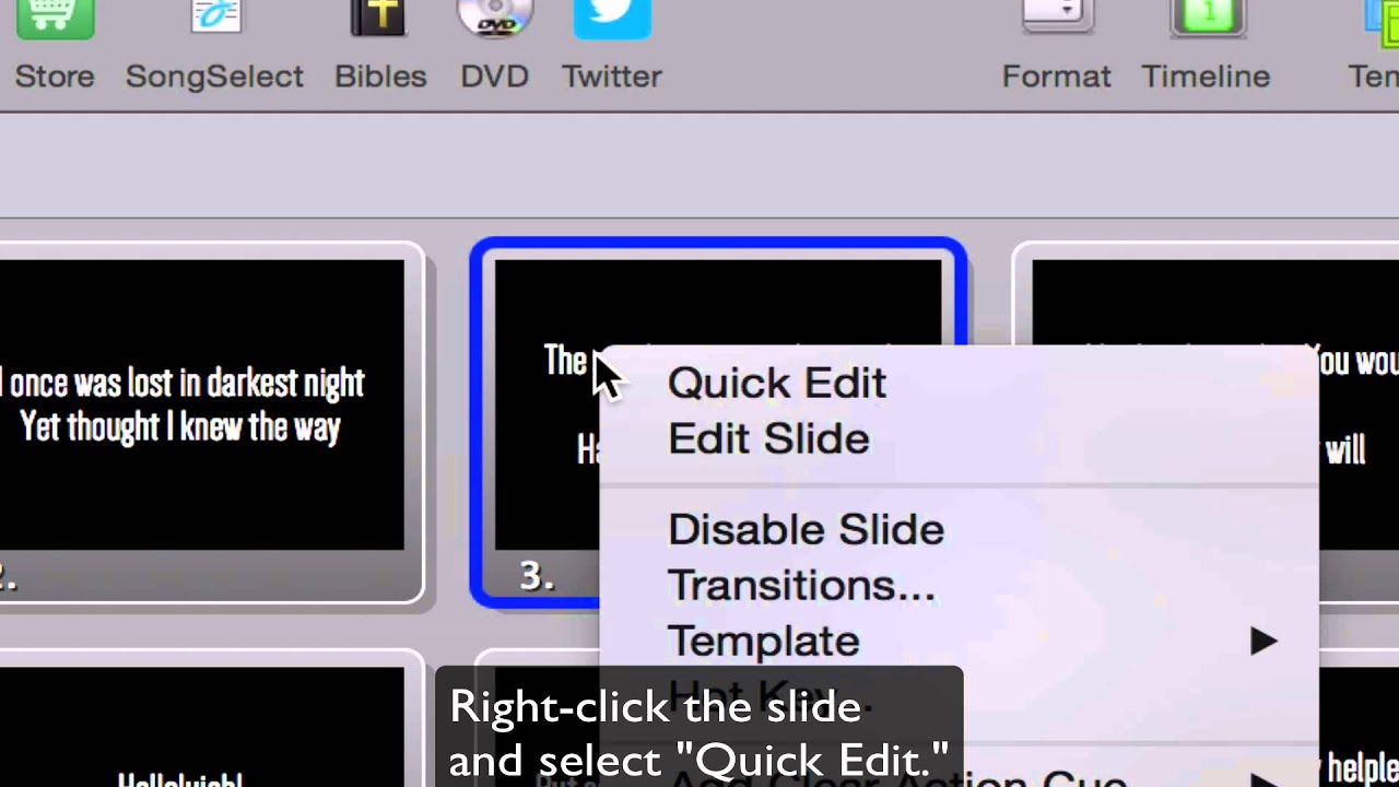 Quick Edit a Slide - ProPresenter