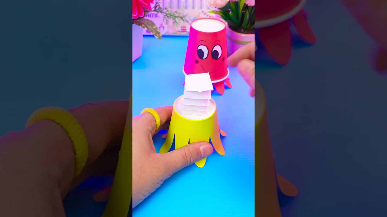 🐙BOUNCE! DIY OCTOPUS CRAFT That JUMPS — So Cool and Creative! ✨🥤 #learning