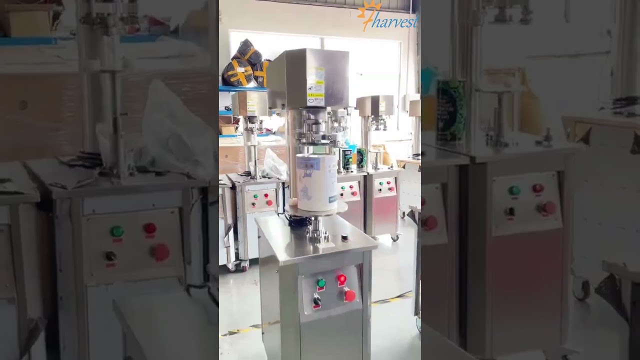 #Semi automatic milk powder tin #can #seamer machine, #manual bottom metal lid #seaming #machine