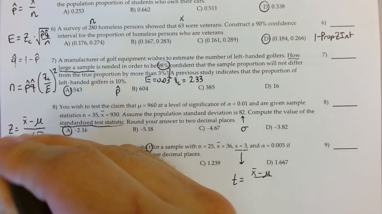Statistical Methods - Worksheet 5