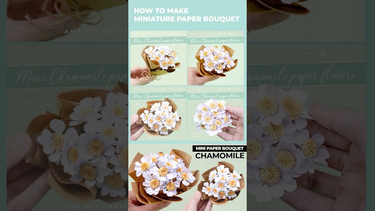 How To Make Miniature Paper Flower Bouquet (DIY Chamomile Paper Flower, Mini Daisy Flowers)