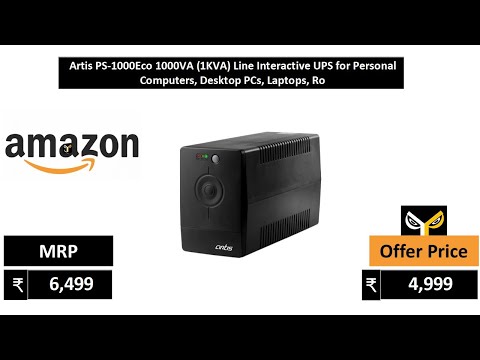 Artis PS 1000Eco 1000VA 1KVA Line Interactive UPS for Personal Computers, Desktop PCs, Laptops, Ro