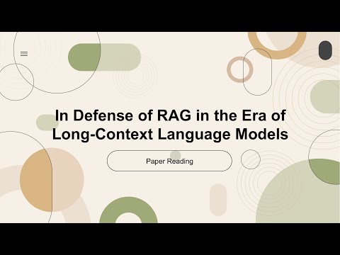 [2024 Best AI Paper] In Defense of RAG in the Era of Long-Context Language Models