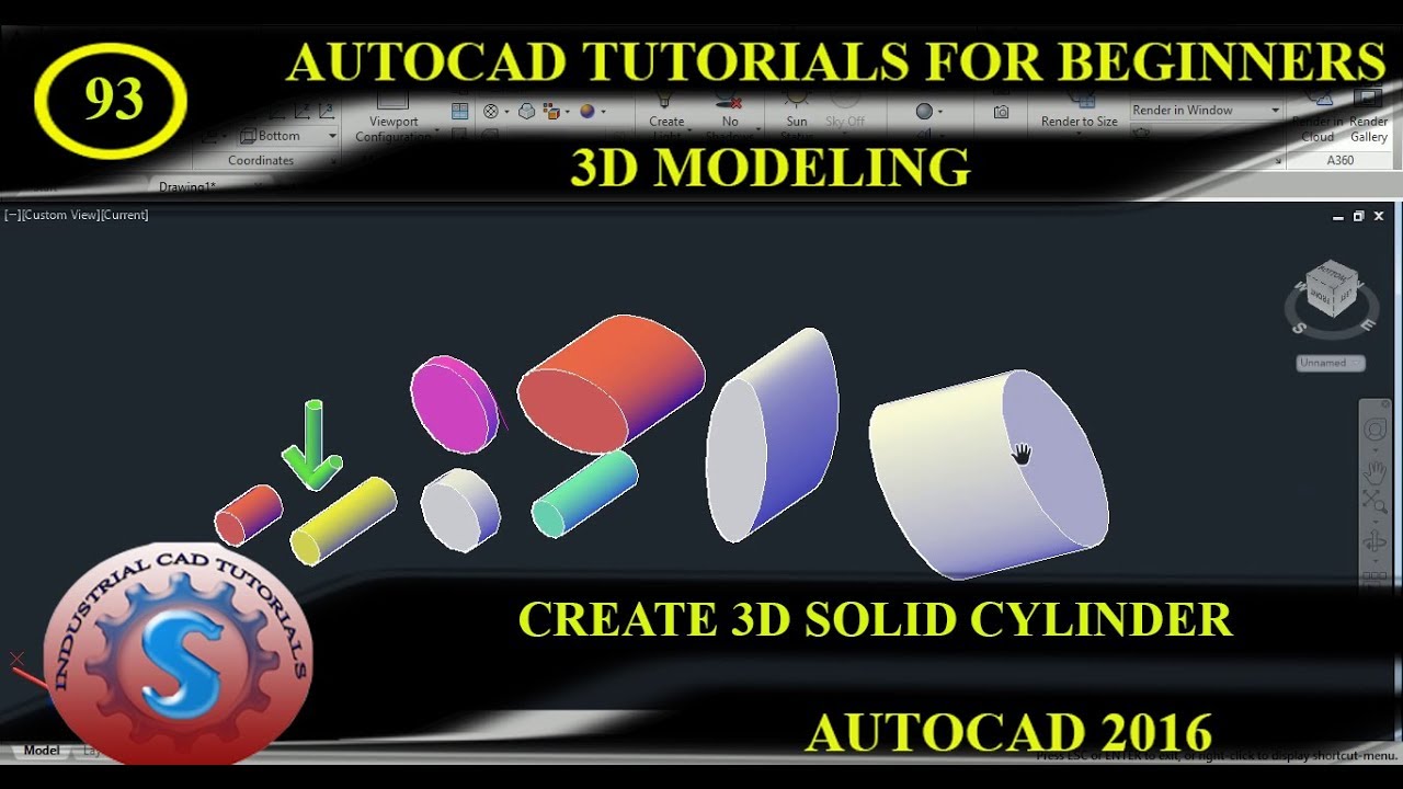 HOW TO CREATE 3D SOLID CYLINDERS || BASIC TUTORIALS FOR BEGINNERS || AUTO CAD 2016