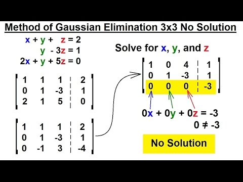 PreCalculus - Matrices & Matrix Applications (8 of 33) Gaussian Elimination: 3x3 Matrix, No Solution