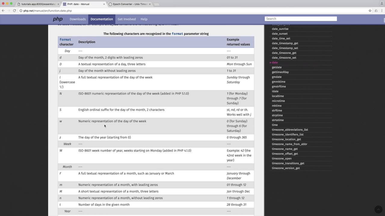 PHP Essentials: DateTime: Formatting, Setters and Getters (2/9)