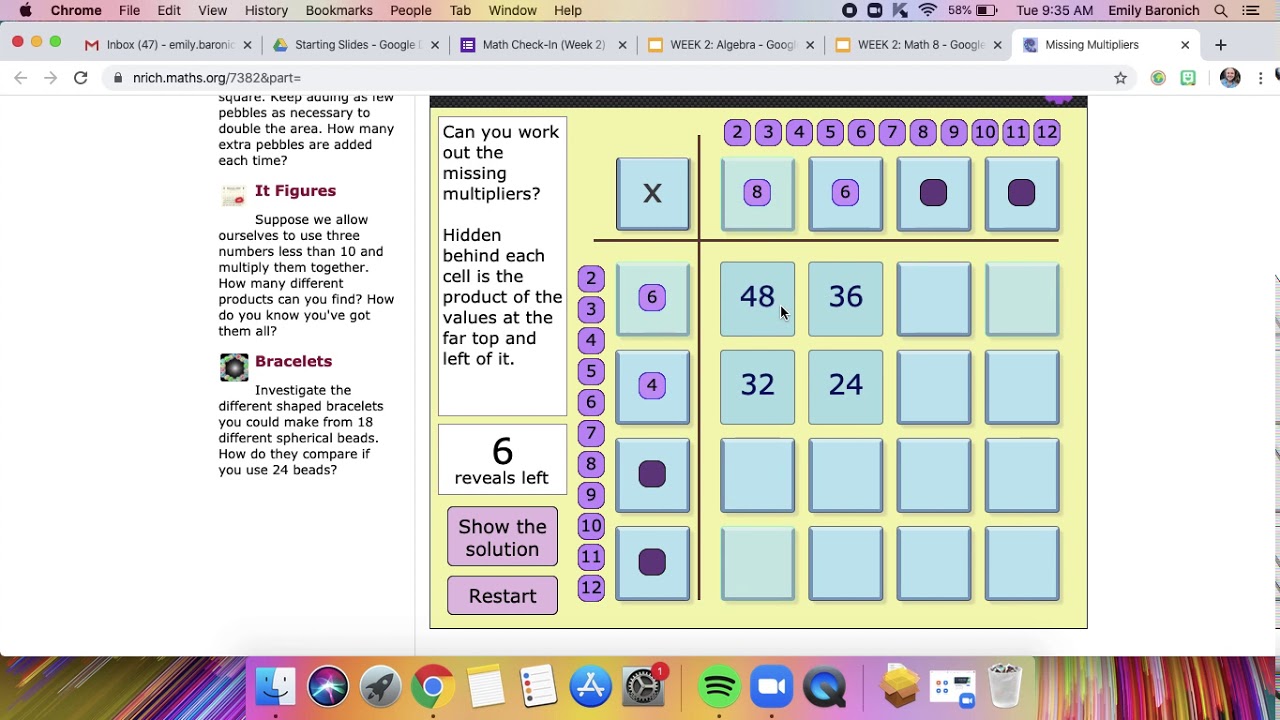 NRICH Missing Multipliers Tutorial
