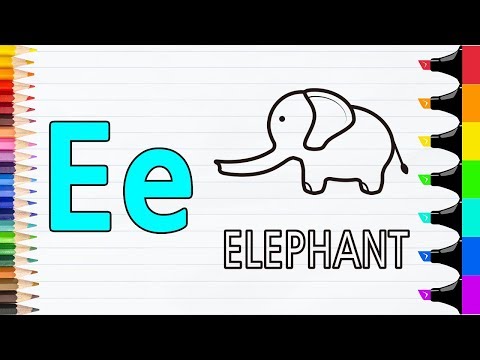 Learn E letter | spelling words that starts with Alphabet E coloring pages
