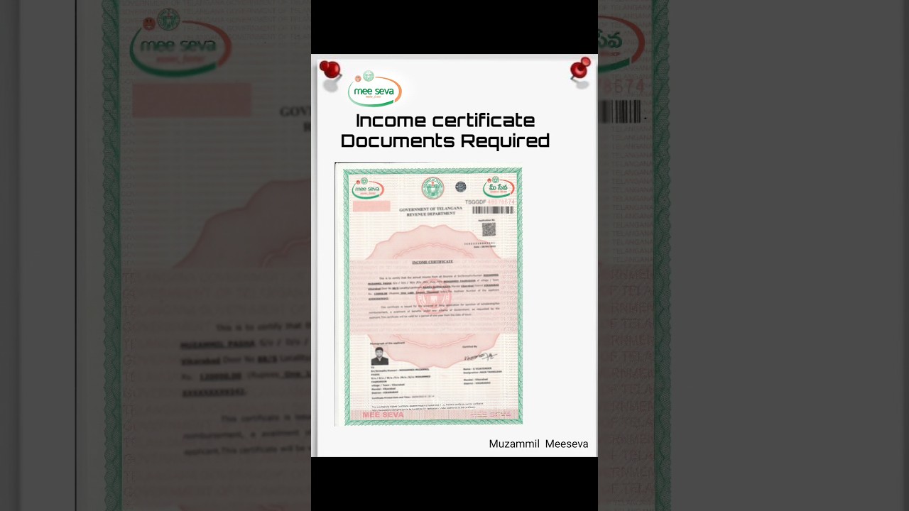 Income certificate Document Required