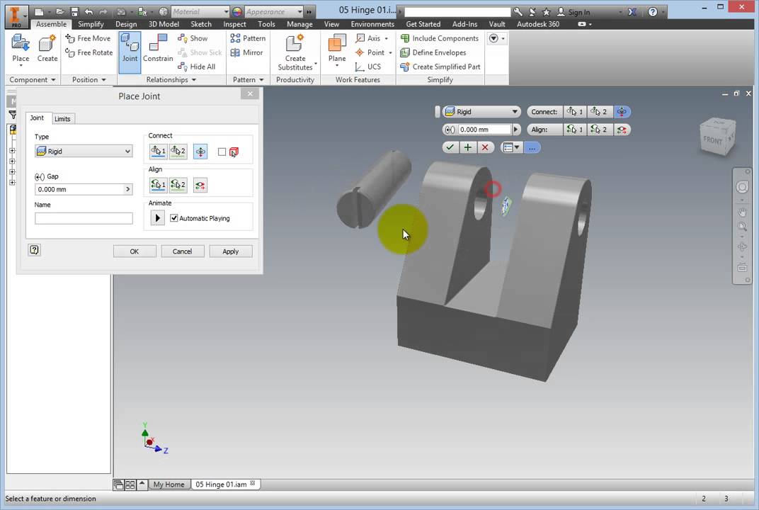 Creating a Joint Using Between Two Faces