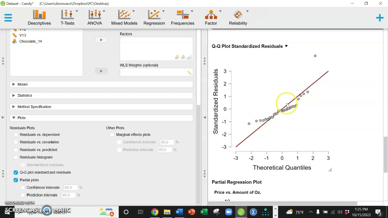 Linear Regression in JASP