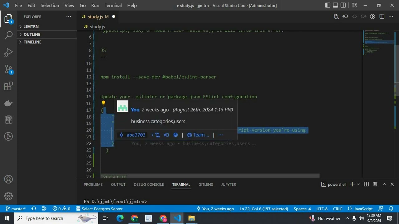 error  ESLint Parsing error: Unexpected token:. react js cofiguration settings