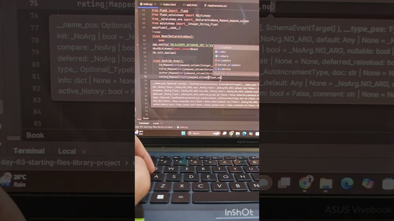 Flask + SQLAlchemy ORM GIT:https://gist.github.com/TheMuellenator/600c06c05648d984984fb846acf0bac8