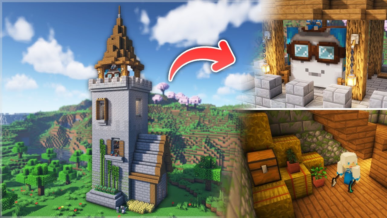 ⛏️ Minecraft :: How to build a Medieval Castle Tower with Happy Ghast 🏰 ...