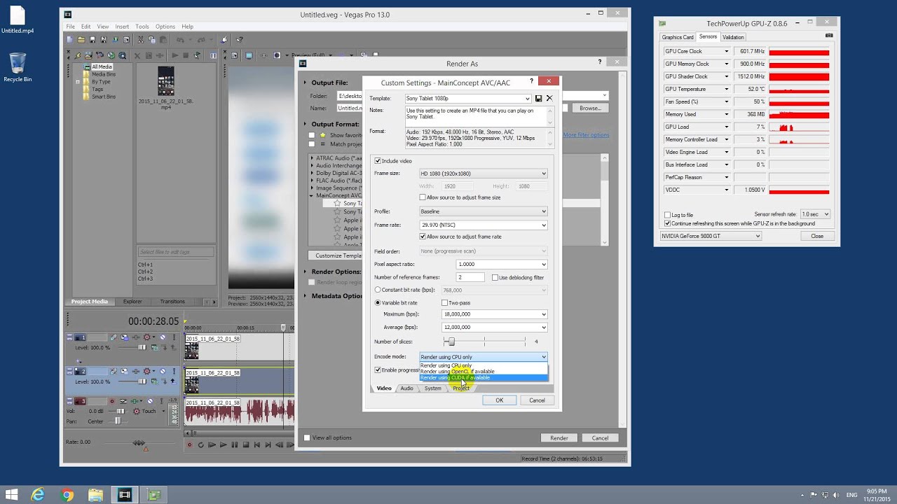 How to verify GPU rendering (GPU-Z, Sony Vegas)