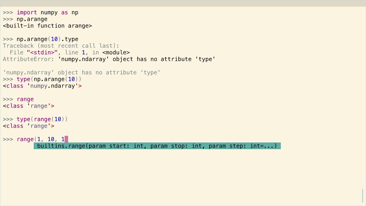 NumPy arange(): arange() vs range