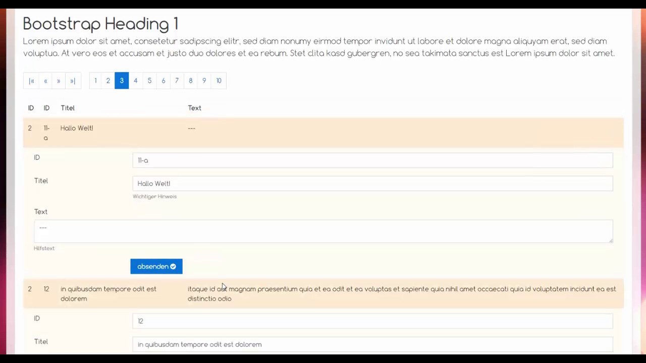 Javascript Datatable with Form