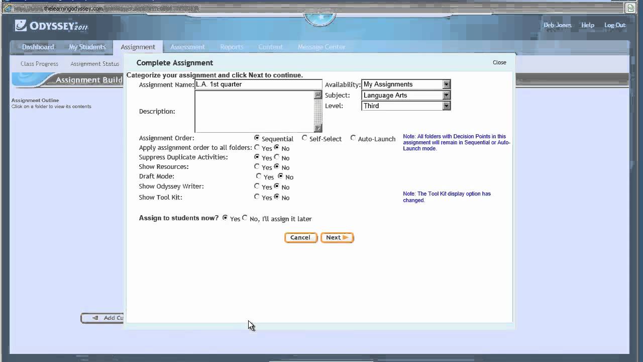 How to build an assignment in Compass Learning