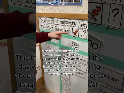 This invites a small rhyming lesson each morning! #rhyming #questionoftheday #names #reading #earlyl