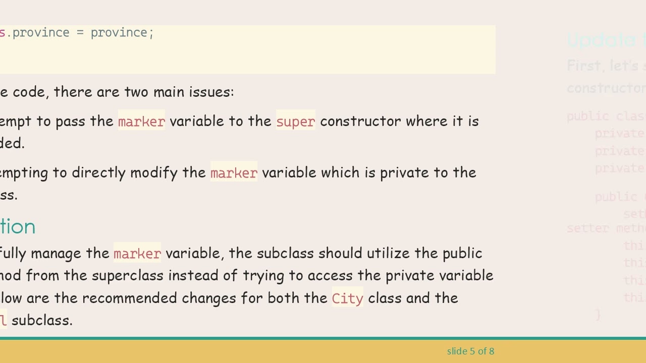 How to Set an Instance Variable in a Subclass When It's Private in the Superclass?