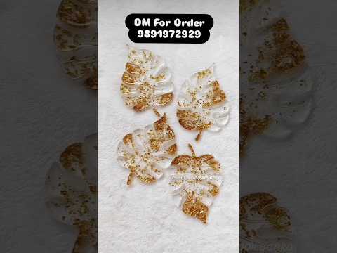 Handcrafted Resin Leaf Coaster with Gold Foil – Elegant Epoxy Drink Coaster