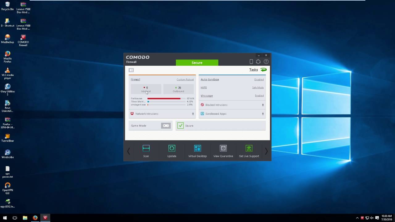 Build your own VPN kill switch in Windows using Comodo