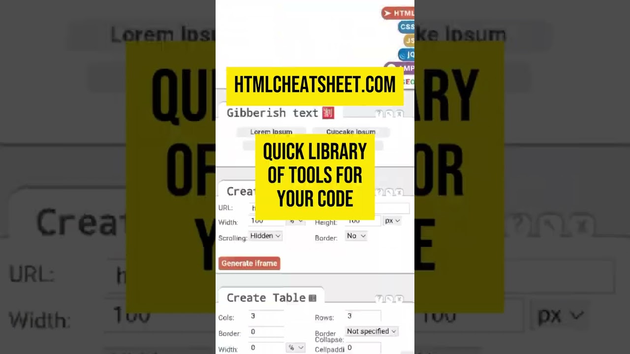 Cheatsheets for HTML, Css, JavaScript