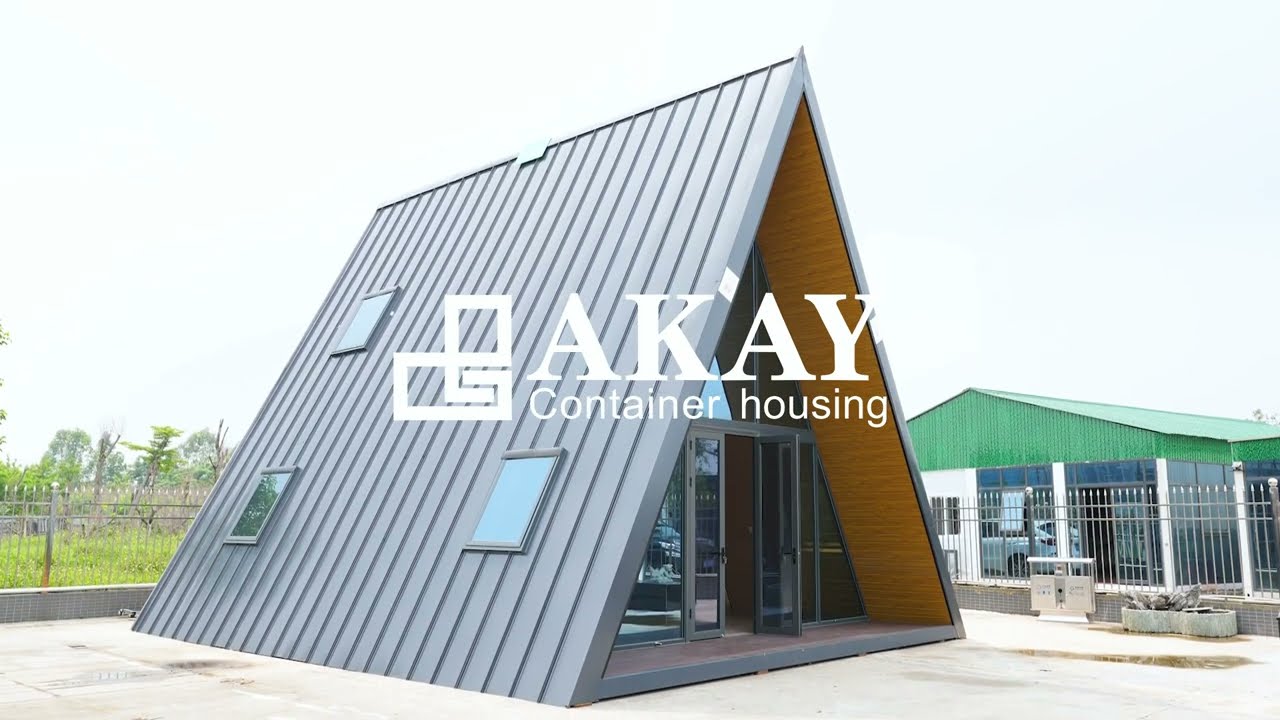 A-Frame house with terrace Triangle house -AKAY modular housing