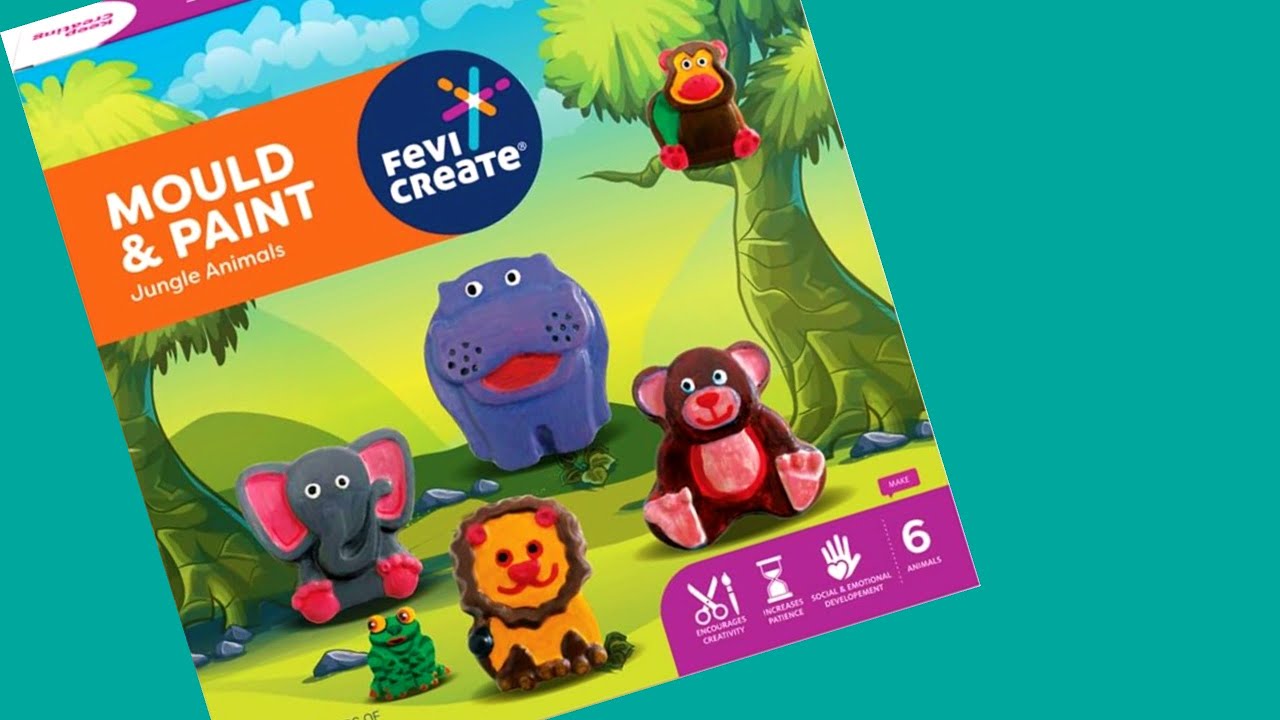 Unboxing and Review of Fevicreate DIY Mould and Paint Jungle Animals Craft kit