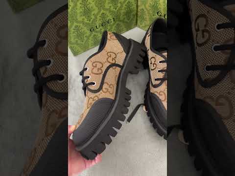 G-ucci Maxi G-G Lace Up Shoes Beige Black Women's