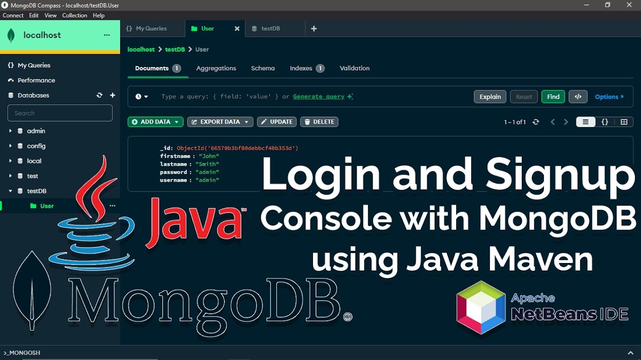 MongoDB using Java - Login and Signup Console with MongoDB using Java Maven - Install MongoDB GUI