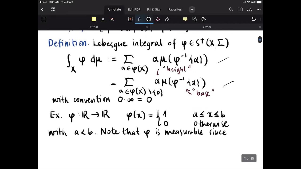 UPB Math 232 LEC7D Lebesgue Integral of Simple Functions