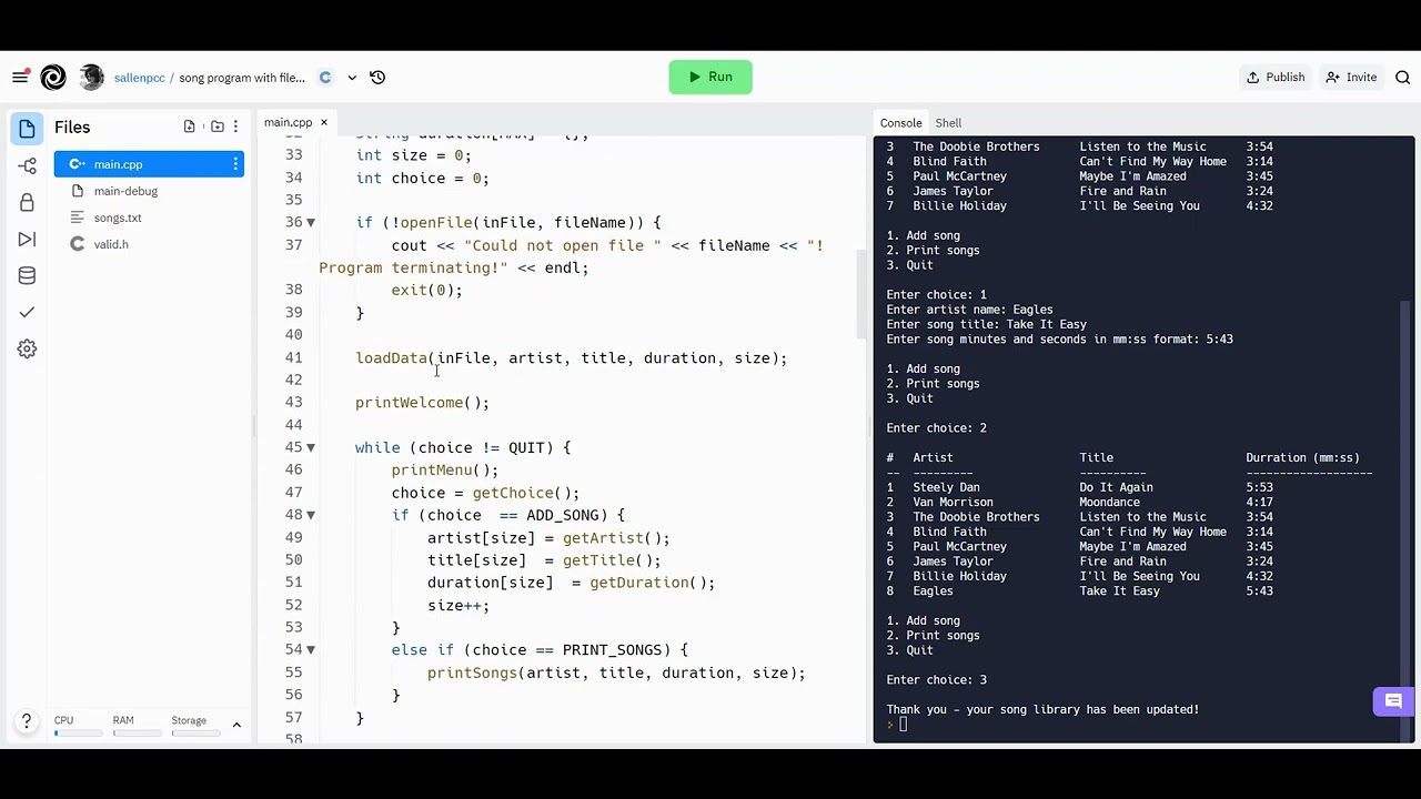 56. File input and parallel arrays
