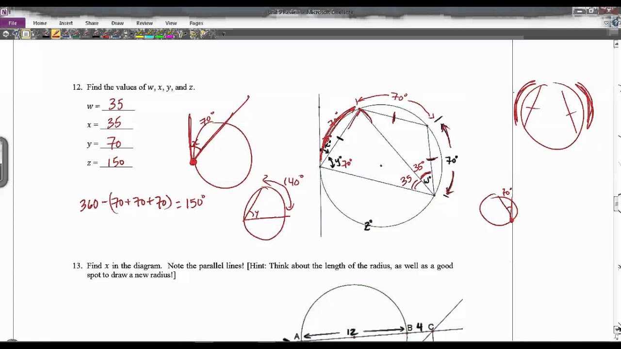 Geometry - Unit 9 Review #11, 12, and 13