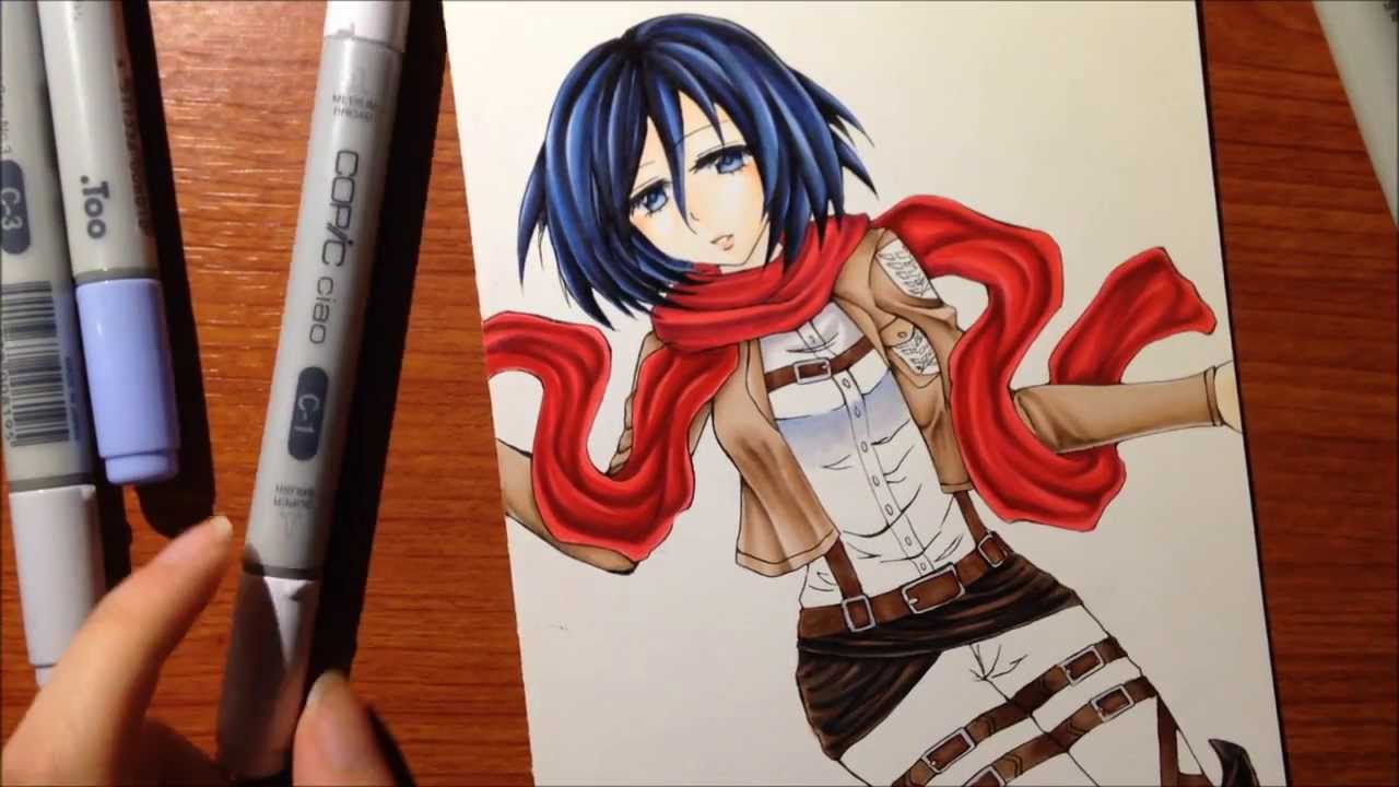 Marker drawing: Mikasa Ackerman from Shingeki no Kyojin