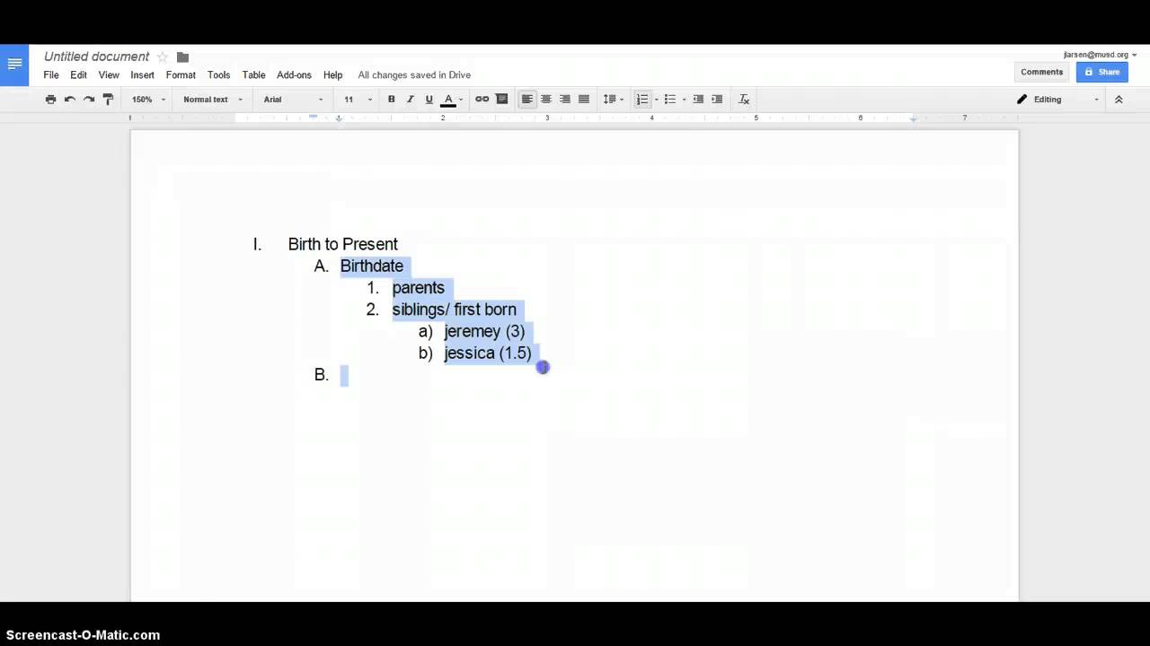 Outline for Biography Outline