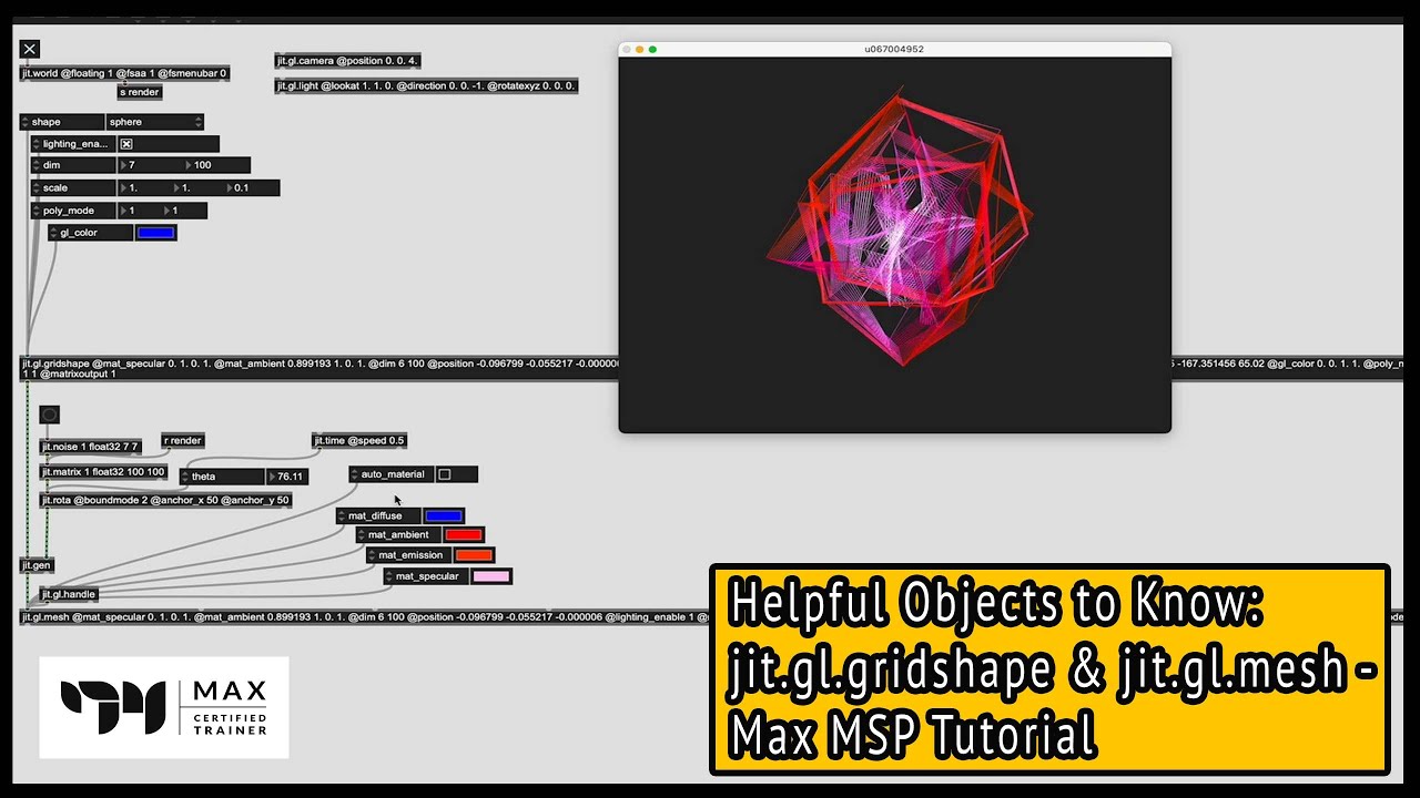 jit.gl.gridshape & jit.gl.mesh - Helpful Objects to Know - Max MSP Tutorial
