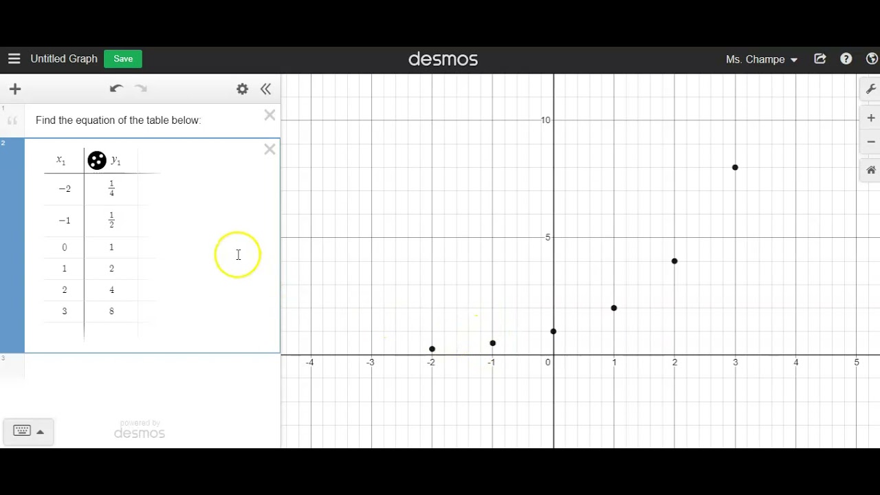 Finding an Equation for an Exponential Function using Desmos