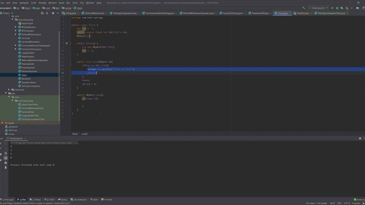 Implementing our own Stack data-structure java