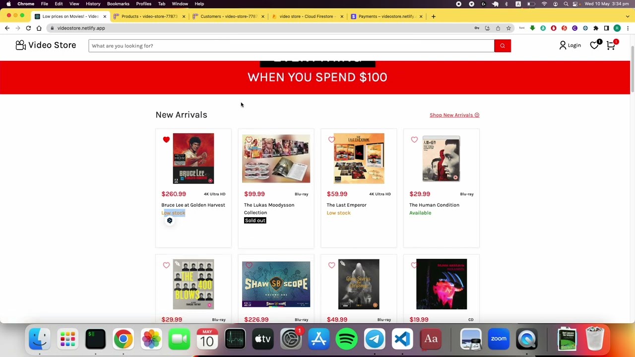 eCommerce app using React, Firebase and Stripe