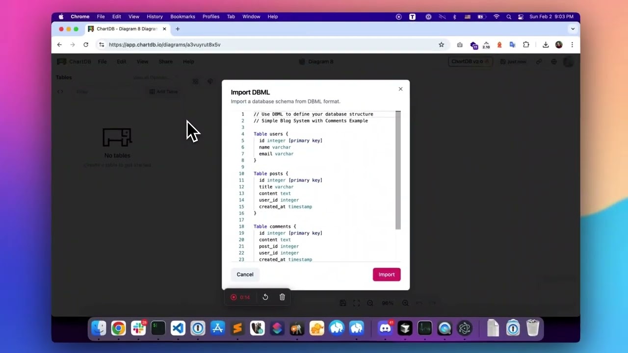 ChartDB - Import & Export DBML