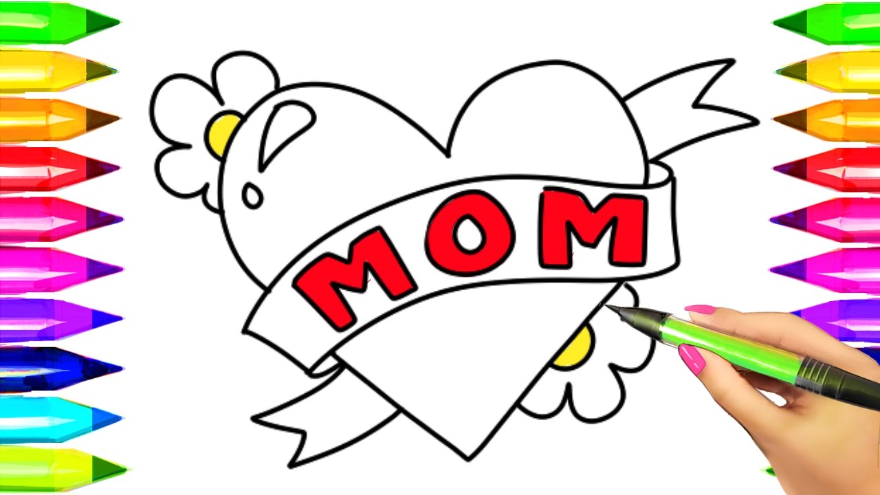 Mother's Day Heart Coloring Book | Learn Colors for Kids with Mothers day coloring pages