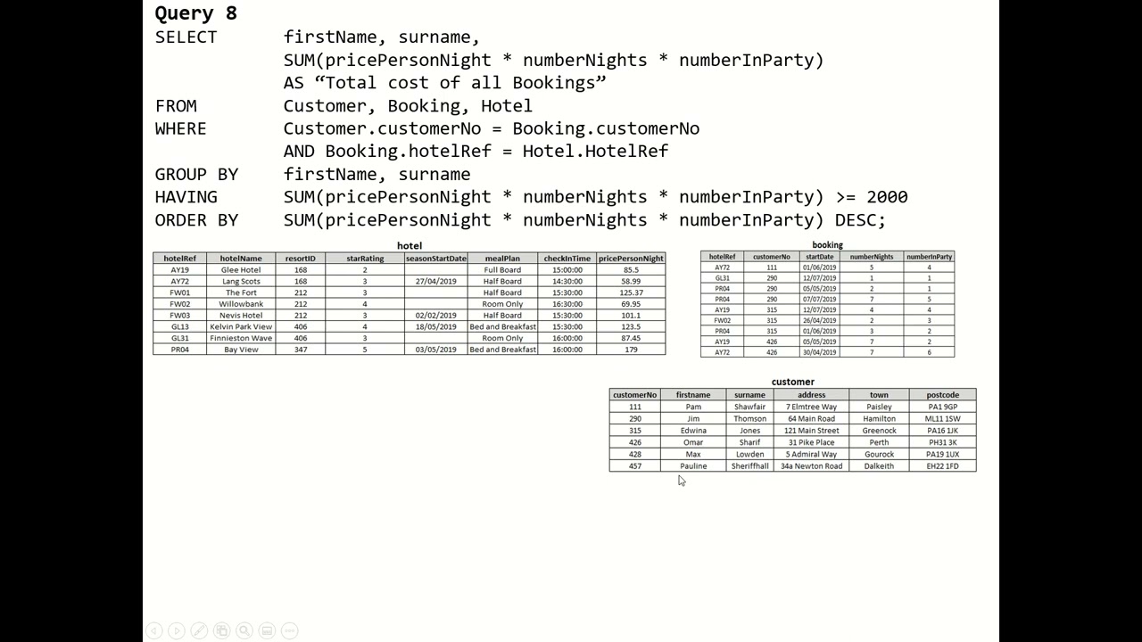 AH Computing Science - Database Development - Lesson 6: query walkthrough 2