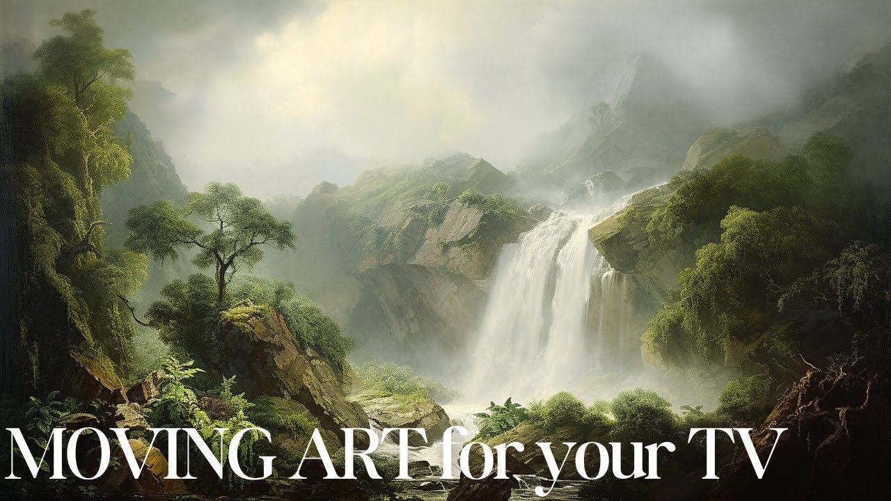 TV Moving Art | Waterfall Landscape Painting | Background Relaxation Music ( Study | Focus | Work )