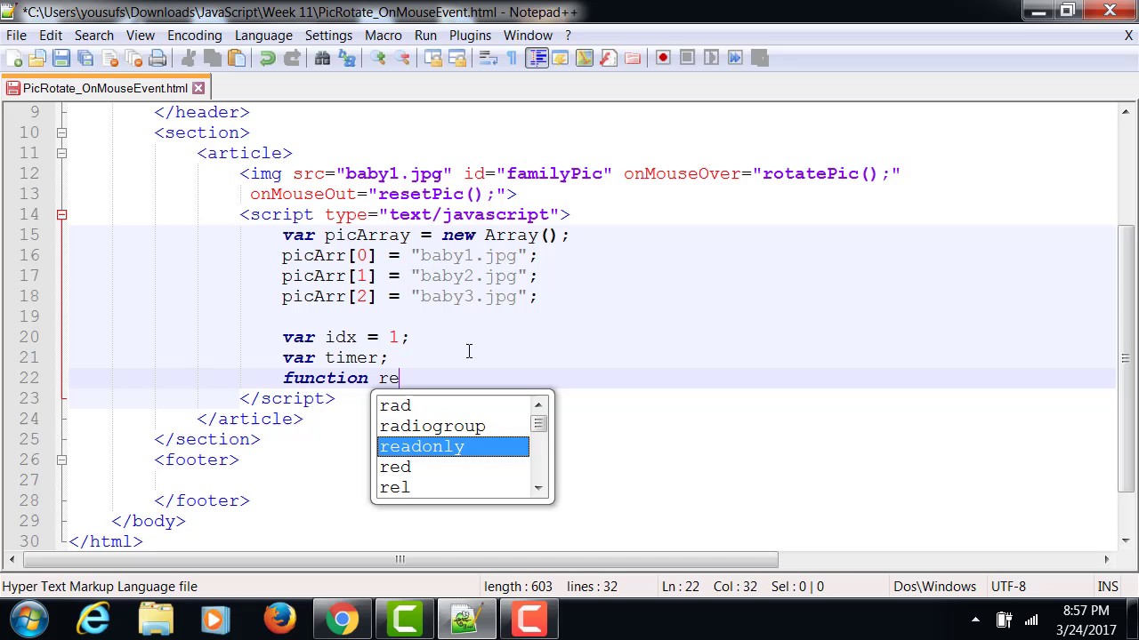 JavaScript Rotating Picture on mouse over
