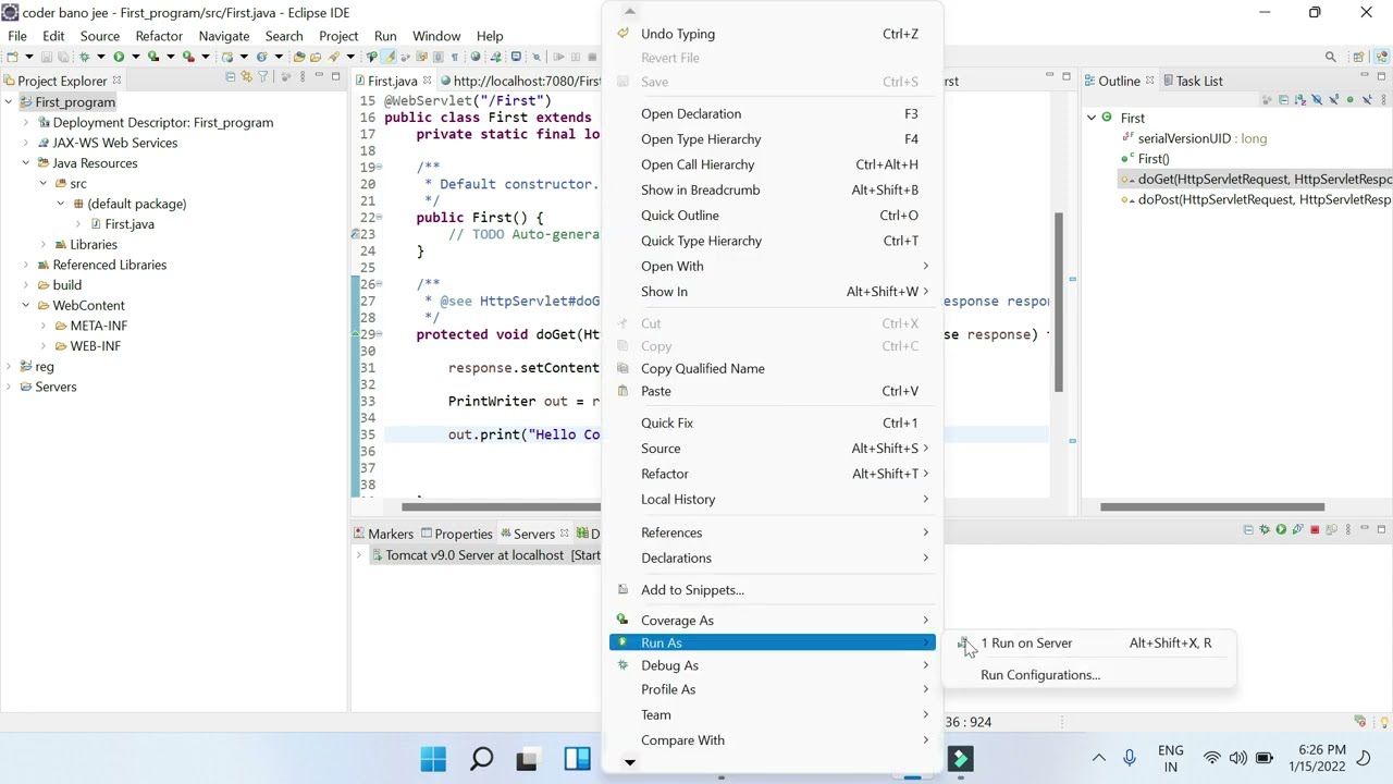how to create first servlet program in eclipse | Eclipse - Create Java Project